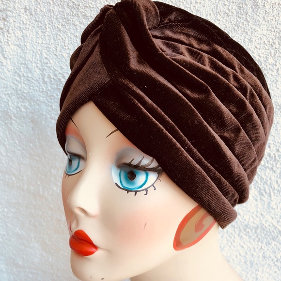 House Of Adornments | Accessories | Plush Chocolate Velvet Pinup Turban ...